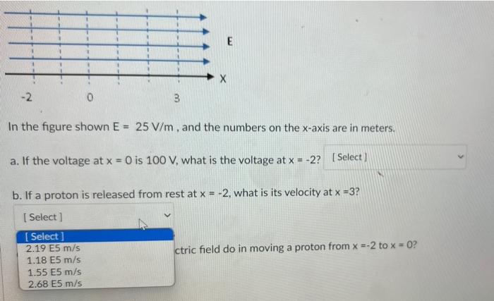 Solved E -2 0 3 In the figure shown E = 25 V/m, and the | Chegg.com