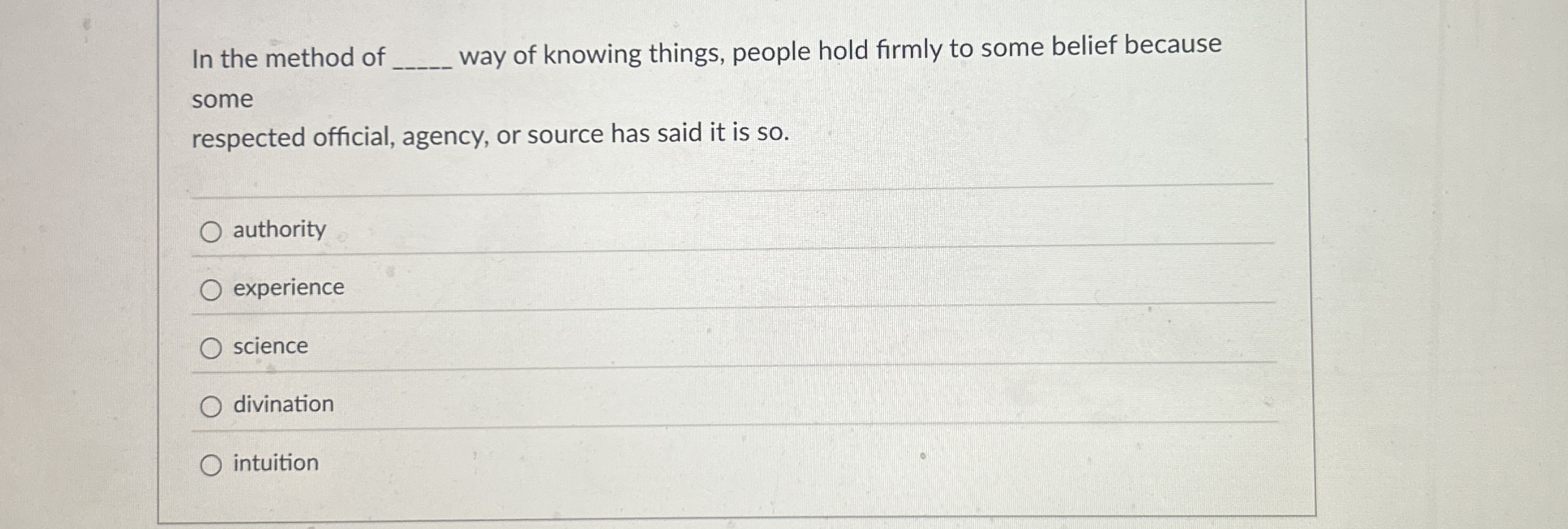 In the method of q, ﻿way of knowing things, people | Chegg.com