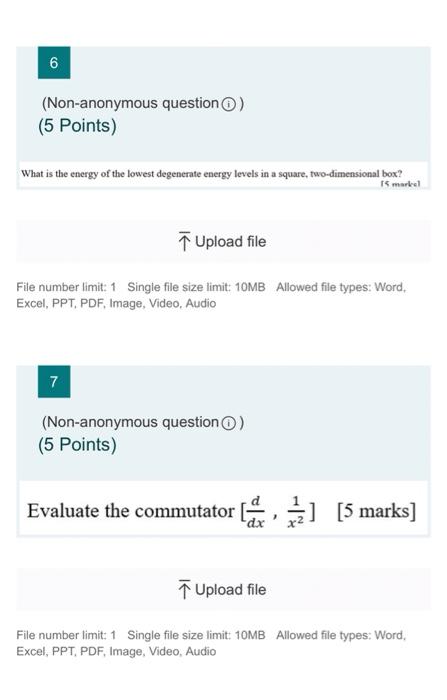 Solved 6 (Non-anonymous question ) (5 Points) What is the | Chegg.com