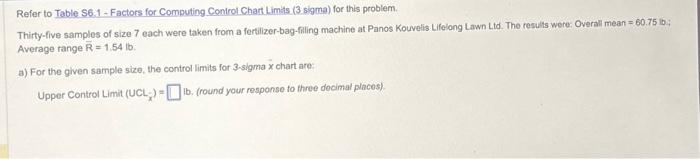 Solved lclr= b) the control limits for the 3 sigma r-chart | Chegg.com