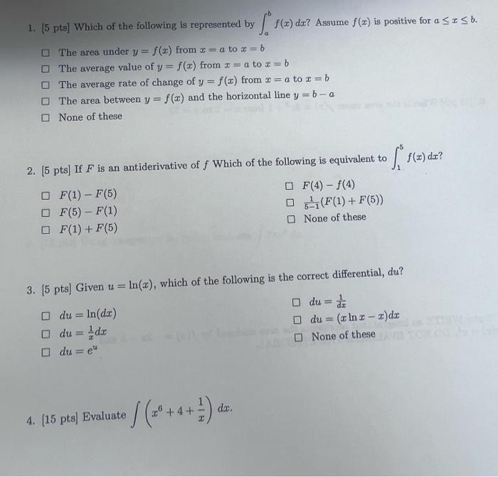 Solved 1. [5 pts] Which of the following is represented by | Chegg.com
