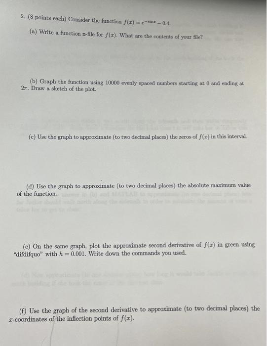 Solved 2. (8 points each) Consider the function | Chegg.com Solved 2. (8 points each) Consider the function | Chegg.com