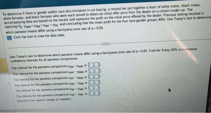To determine if there is gendet andlor race | Chegg.com