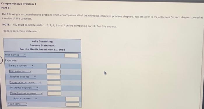 Comprehensive Problem 1 Part 8: The following is a | Chegg.com