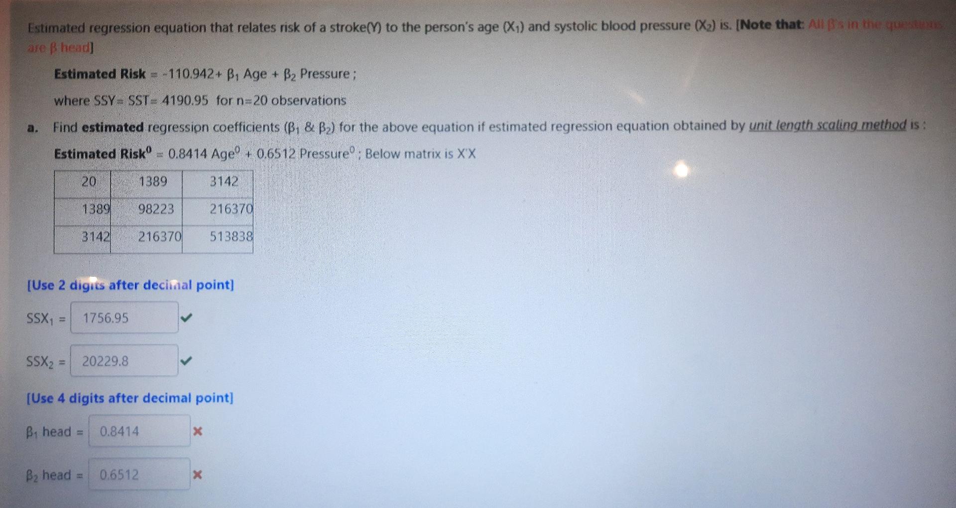 Solved Estimated regression equation that relates risk of a | Chegg.com