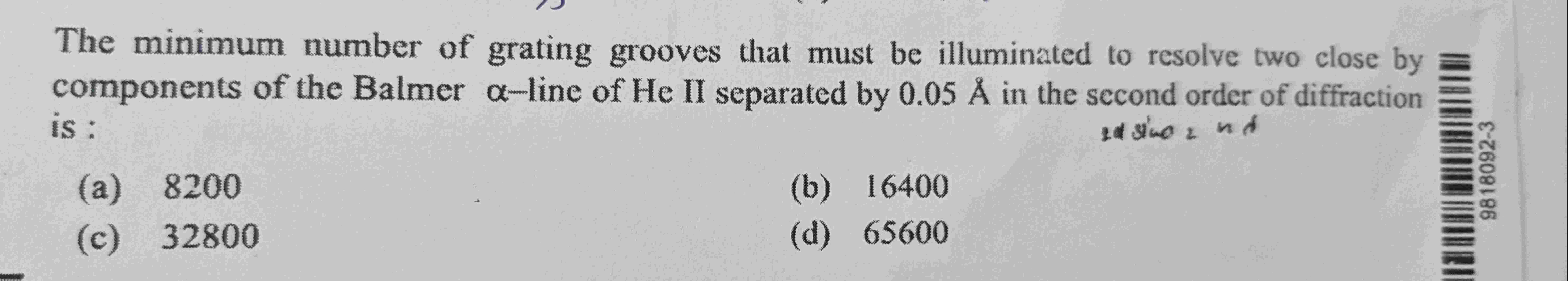 Solved The minimum number of grating grooves that must be | Chegg.com