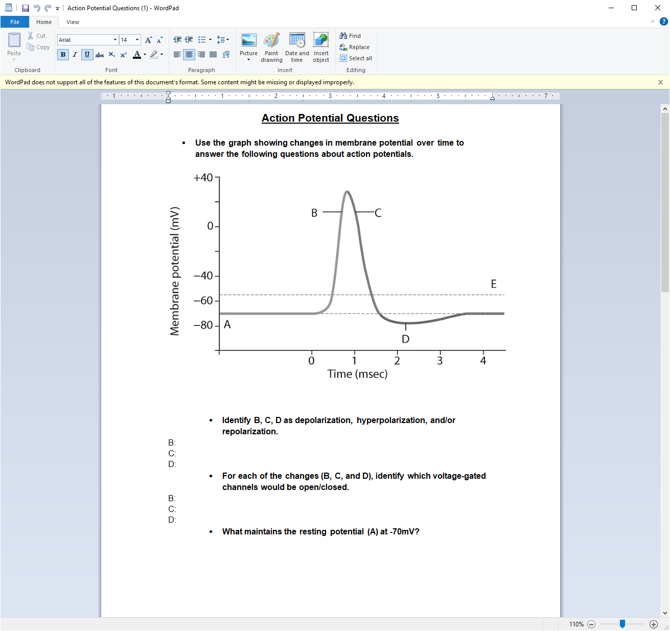 Solved Action Potential Questions - ﻿Use the graph showing | Chegg.com