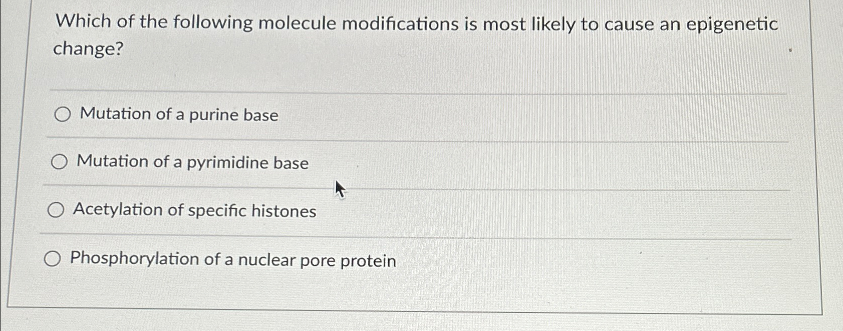 Solved Which of the following molecule modifications is most | Chegg.com