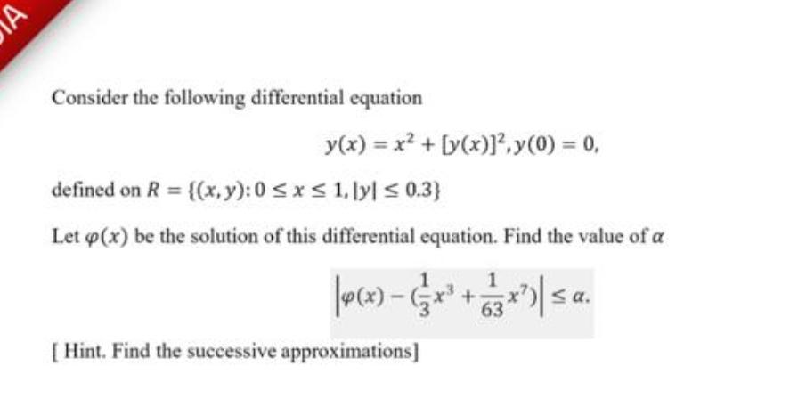 Solved Consider the following differential | Chegg.com