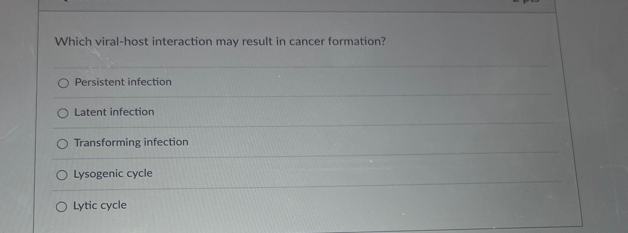 Solved Which viral-host interaction may result in cancer | Chegg.com