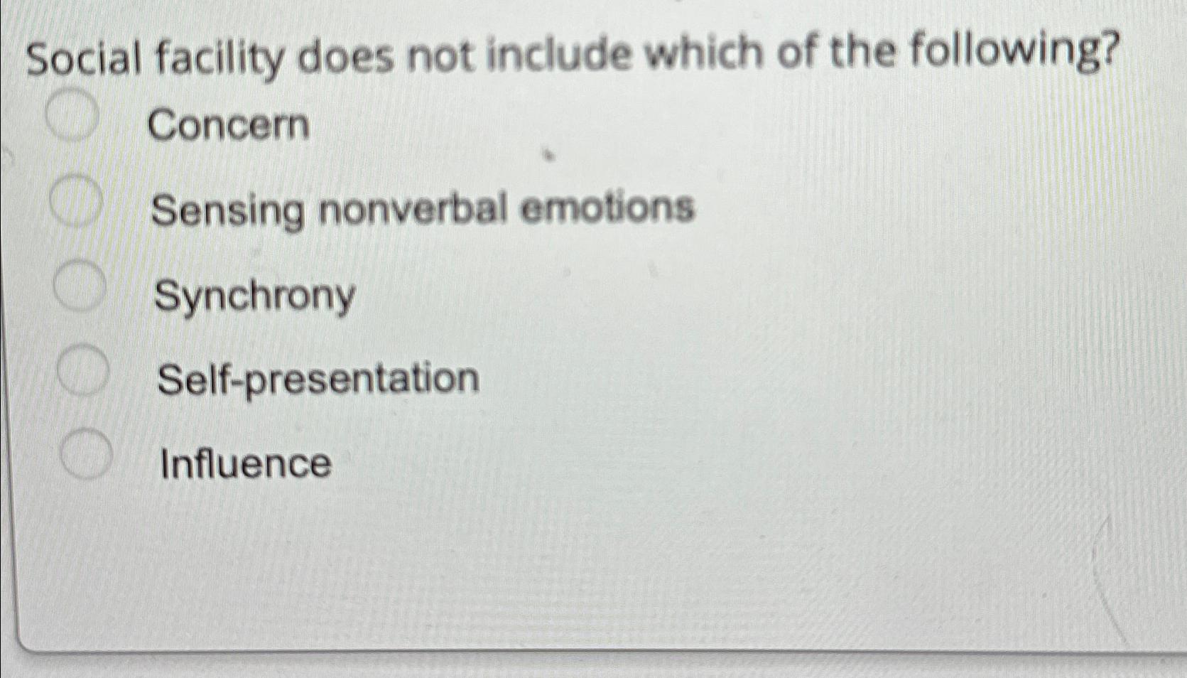 Social facility does not include which of the | Chegg.com