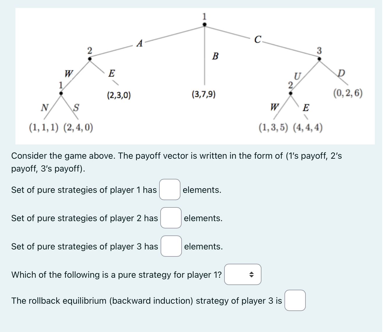 Solved Consider the game above. The payoff vector is written | Chegg.com