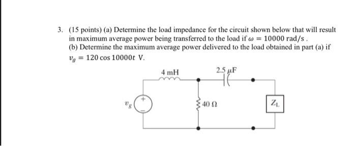 Solved 3. (15 points) (a) Determine the load impedance for | Chegg.com