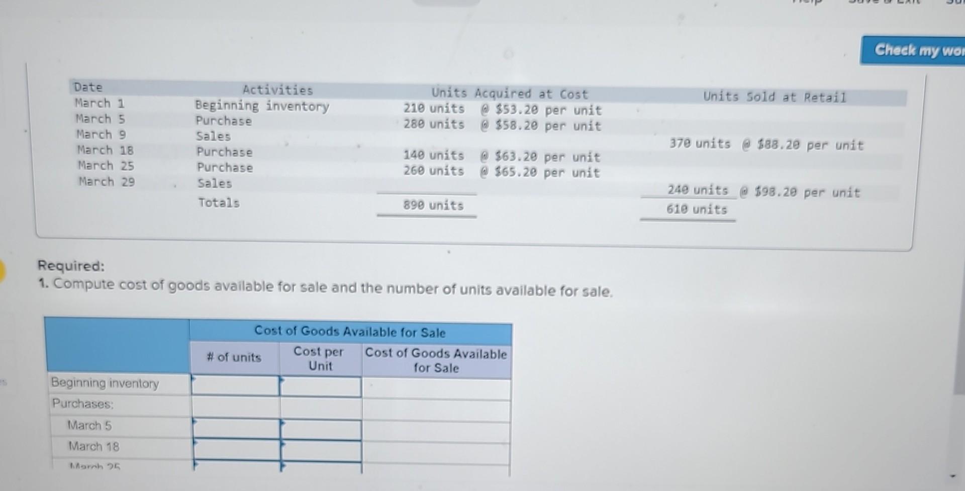 Solved Required: 1. Compute cost of goods available for sale | Chegg.com