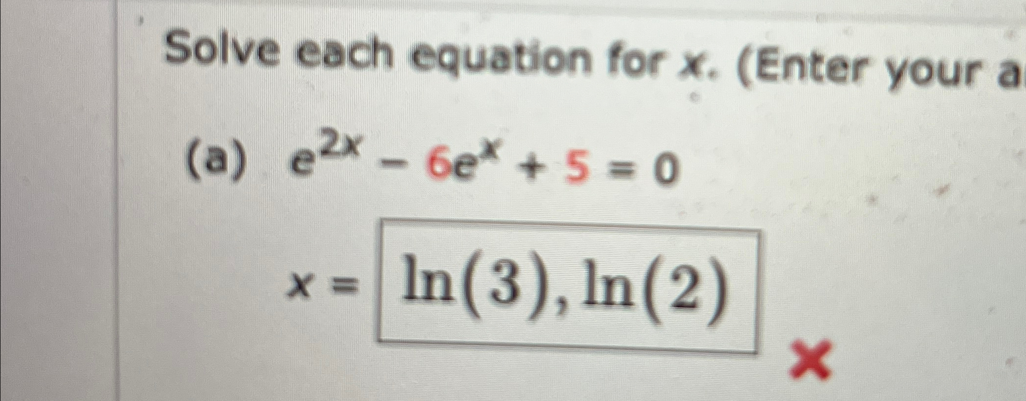 Solved Solve each equation for x. (Enter your | Chegg.com