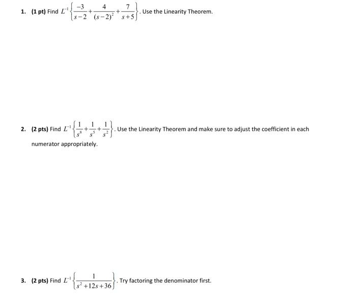 Solved 1. (1 pt) Find L−1{s−2−3+(s−2)24+s+57}. Use the | Chegg.com