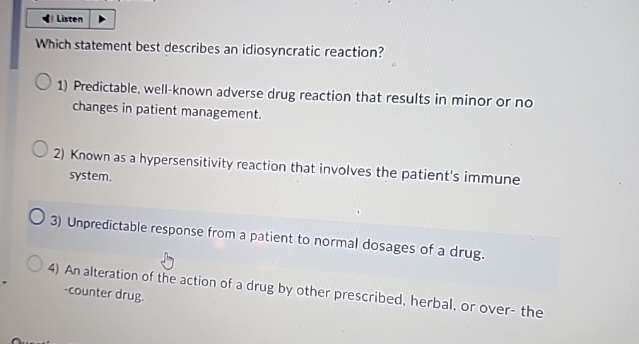 Solved Which statement best describes an idiosyncratic | Chegg.com