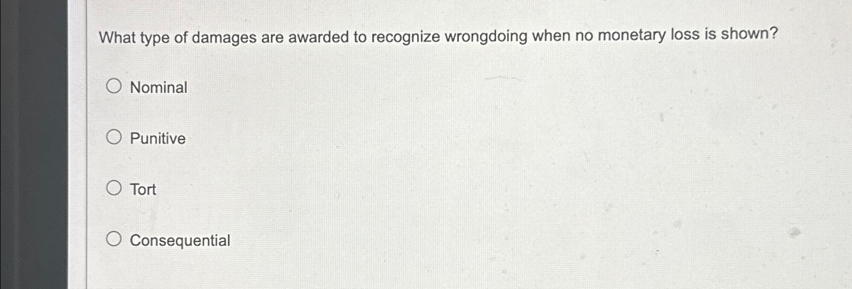 Solved What type of damages are awarded to recognize | Chegg.com