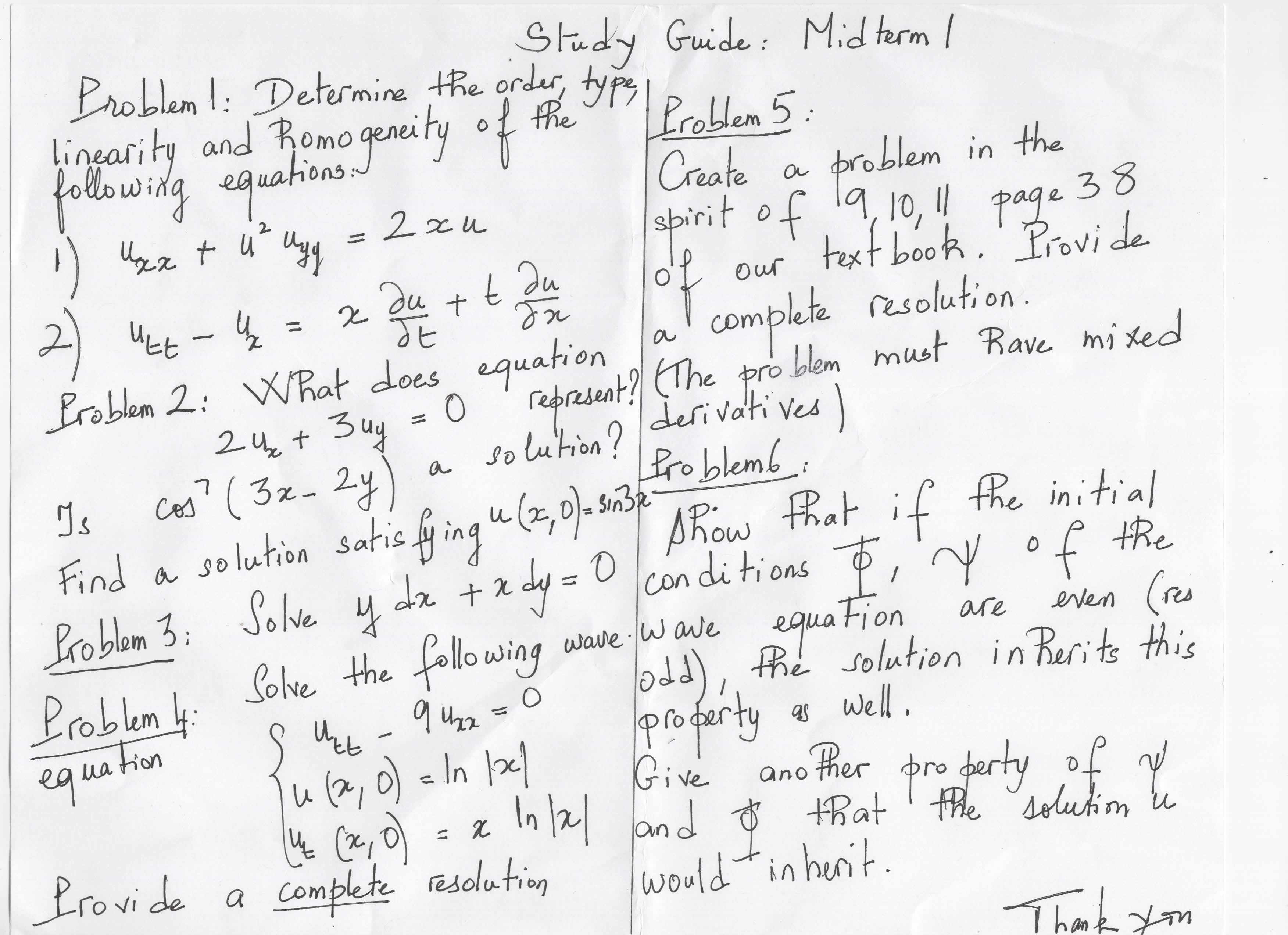 Solved Study Guide: Midterm IProblem 1: Determine the order, | Chegg.com