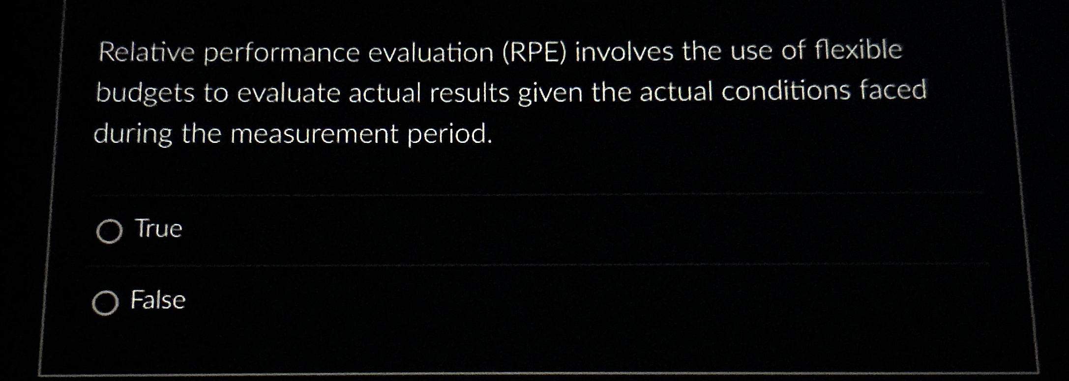 Solved Relative Performance Evaluation Rpe ﻿involves The