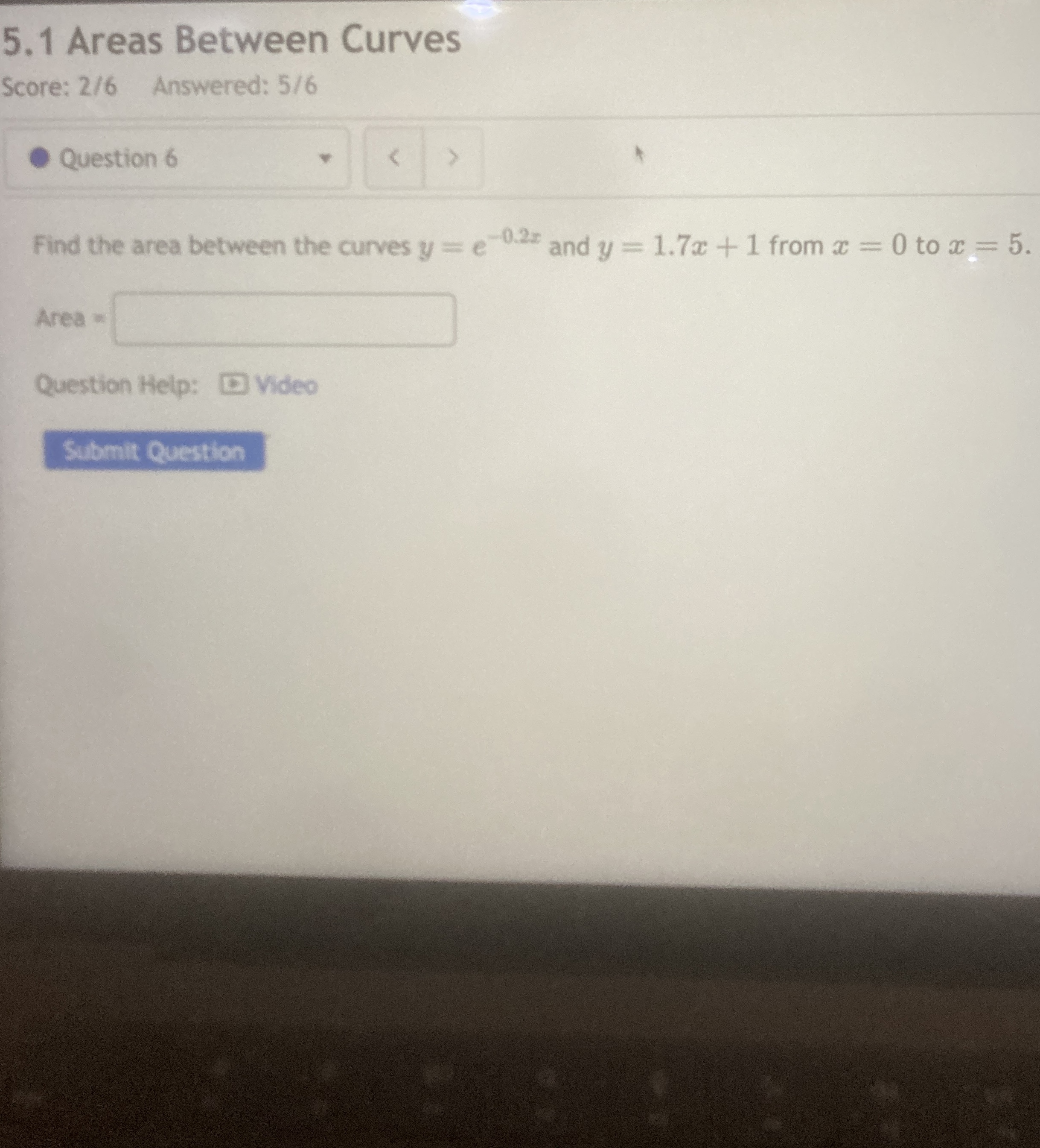 Solved 5.1 ﻿Areas Between CurvesScore: 26 ﻿Answered: | Chegg.com