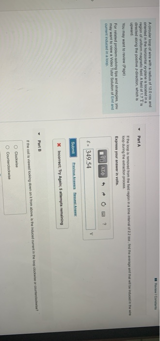 Solved Review Constant Part A A circular loop of wire with a | Chegg.com