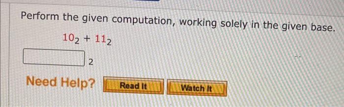 Solved Perform the given computation, working solely in the | Chegg.com
