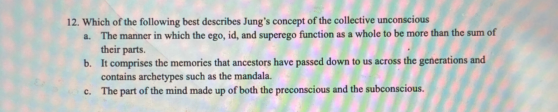 Solved Which of the following best describes Jung's concept | Chegg.com