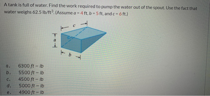 Solved A tank is full of water. Find the work required to | Chegg.com