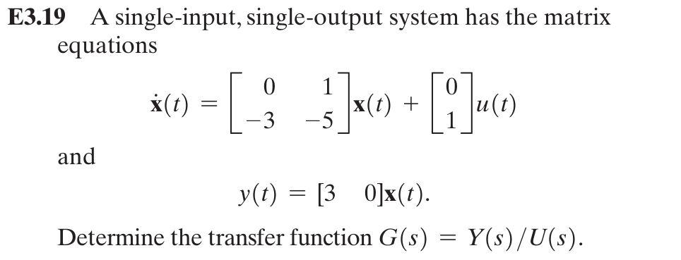 Solved E3.19 A single-input, single-output system has the | Chegg.com