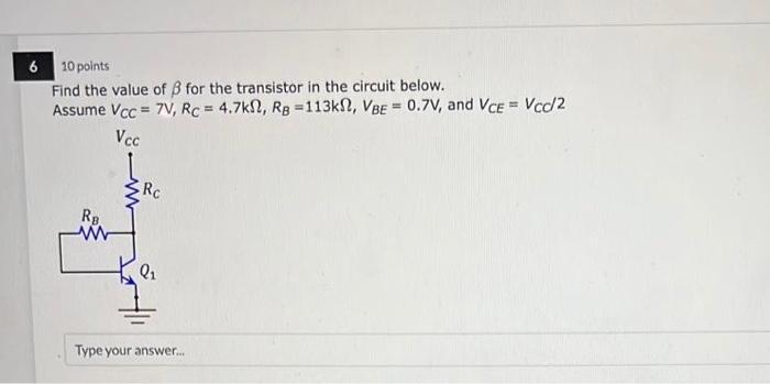 Solved 10 points Find the value of β for the transistor in | Chegg.com