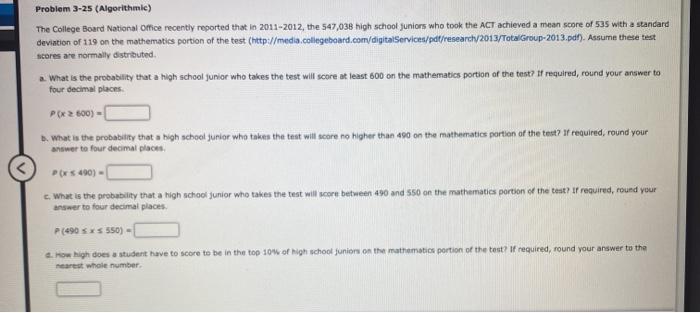 Solved Problem 3-25 (Algorithmie) The College Board National | Chegg.com