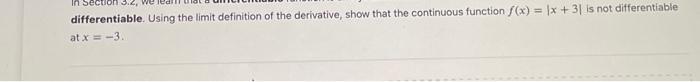 Solved differentiable. Using the limit definition of the | Chegg.com