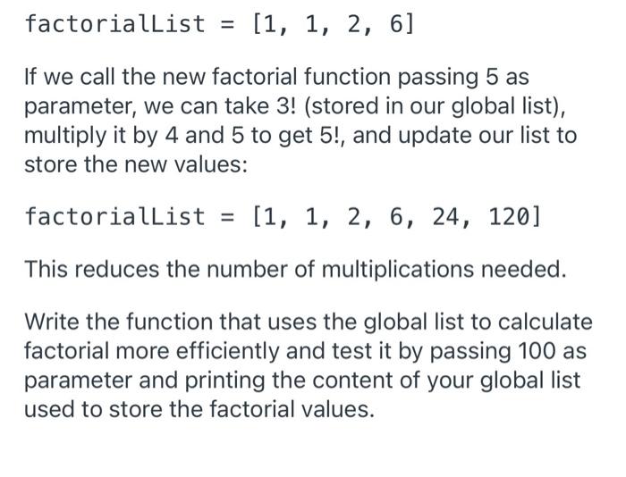 Solved Description Calculating the factorial of a number can | Chegg.com