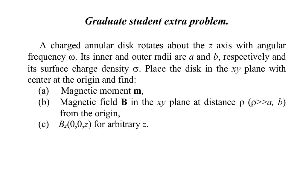 Solved Graduate student extra problem.A charged annular disk | Chegg.com
