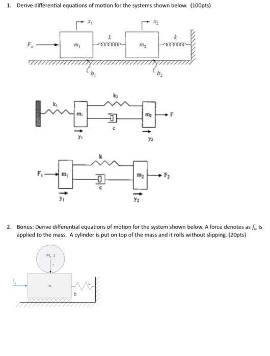 Solved 1. Derive differential equations of motion for the | Chegg.com