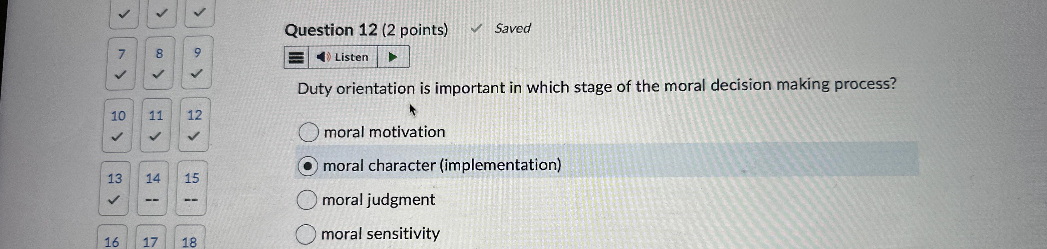 Solved Question 12 (2 ﻿points)Saved789ListenDuty orientation | Chegg.com
