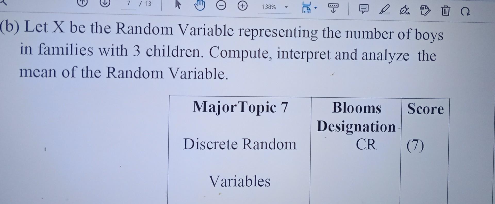 Solved b) Let X be the Random Variable representing the | Chegg.com