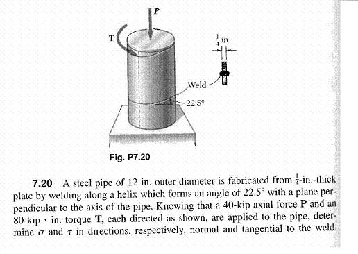 Solved A steel pipe of 12-in. outer diameter is fabricated | Chegg.com