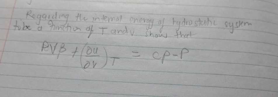 Solved Regarding the intenal energy of hydrostatic system | Chegg.com