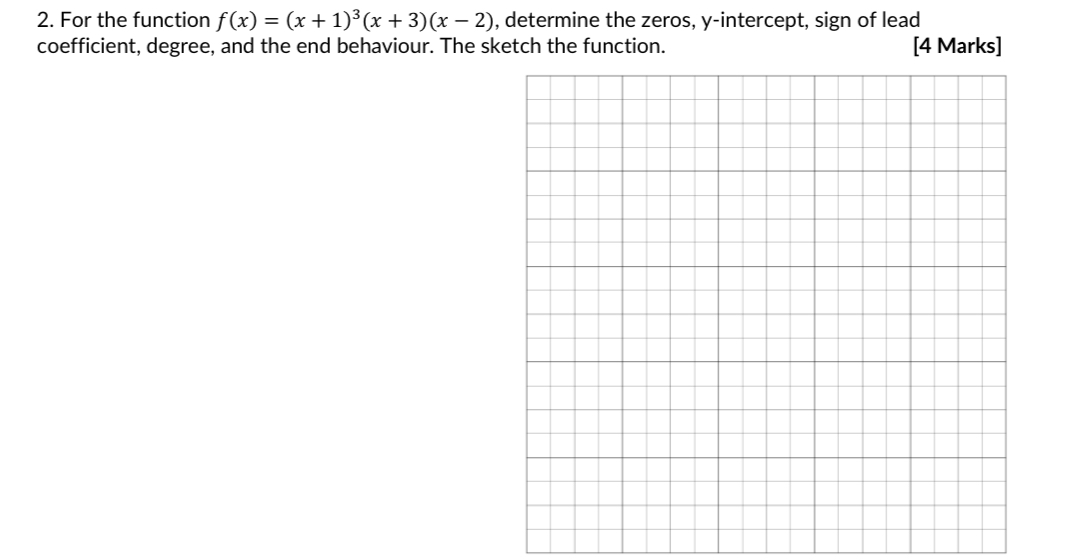 Solved For the function f(x)=(x+1)3(x+3)(x-2), ﻿determine | Chegg.com