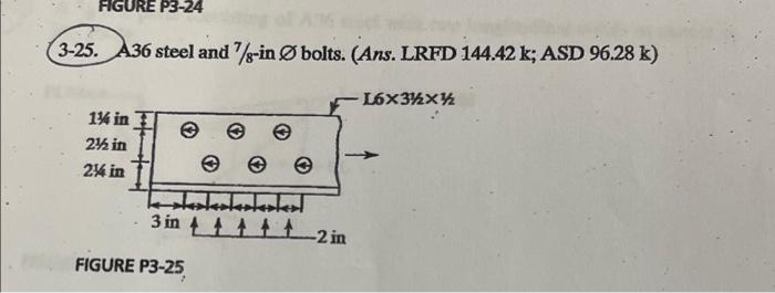 Solved FIGURE P3-24 3-25. A36 steel and/-in Ø bolts. (Ans. | Chegg.com