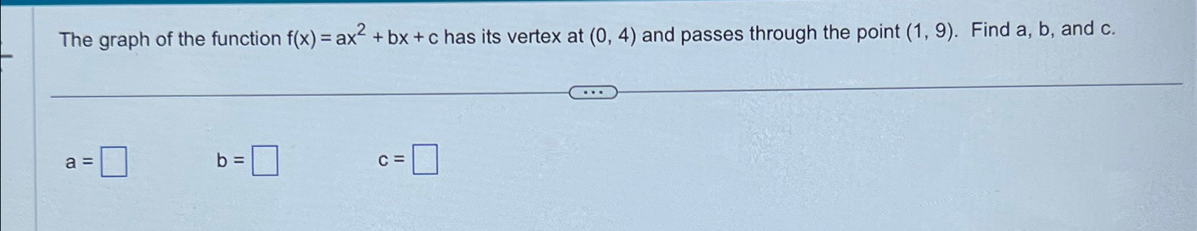 Solved The graph of the function f(x)=ax2+bx+c ﻿has its | Chegg.com