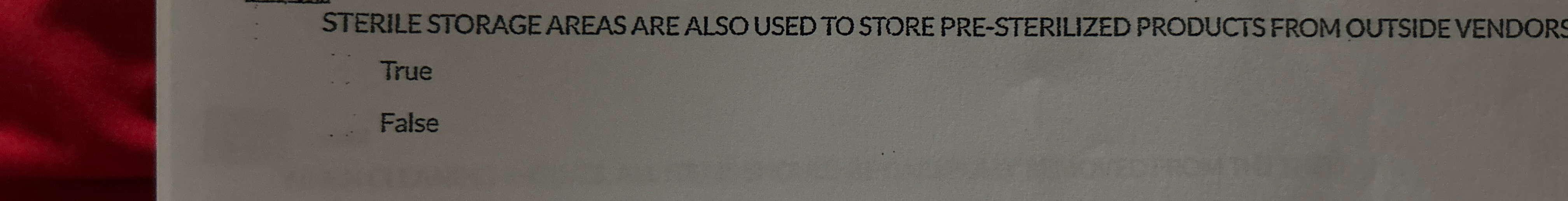 Solved STERILE STORAGE AREAS ARE ALSO USED TO STORE | Chegg.com