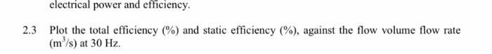 electrical power and efficiency. 2.3 Plot the total | Chegg.com