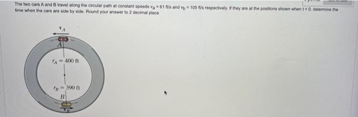 Solved The two cars A and B travel along the circular path | Chegg.com