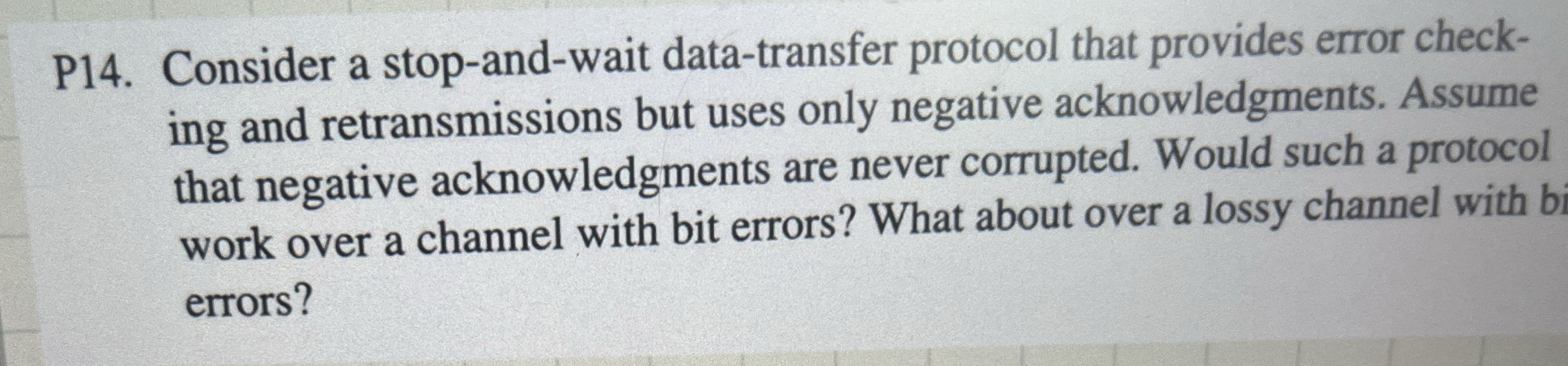 Solved P14. ﻿Consider a stop-and-wait data-transfer protocol | Chegg.com