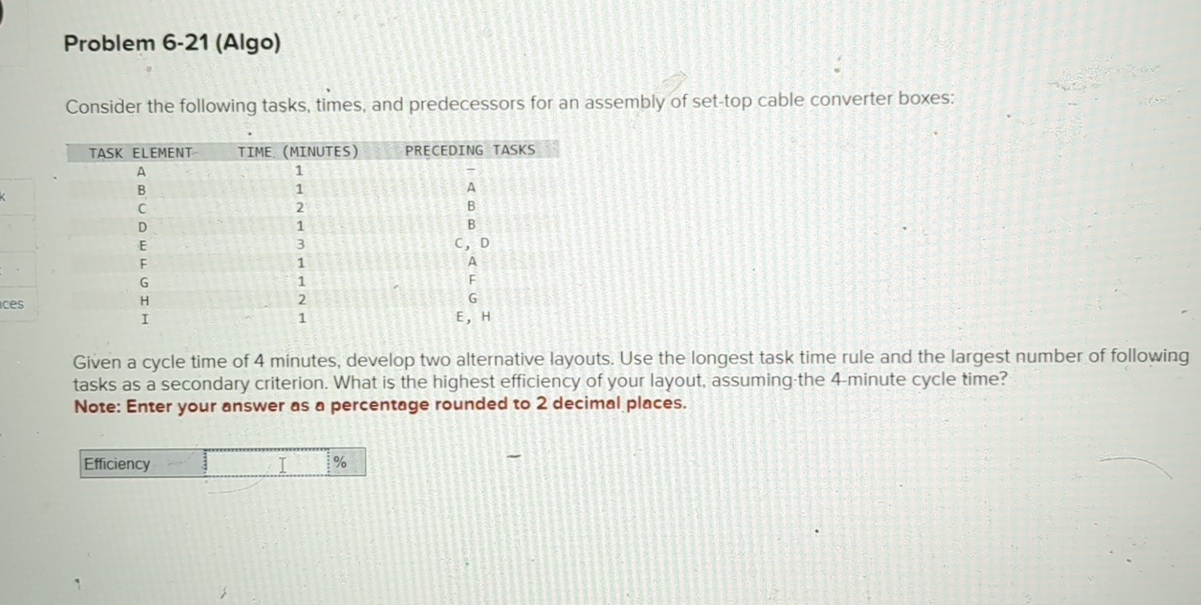 Solved Problem 6-21 (Algo)Consider the following tasks, | Chegg.com