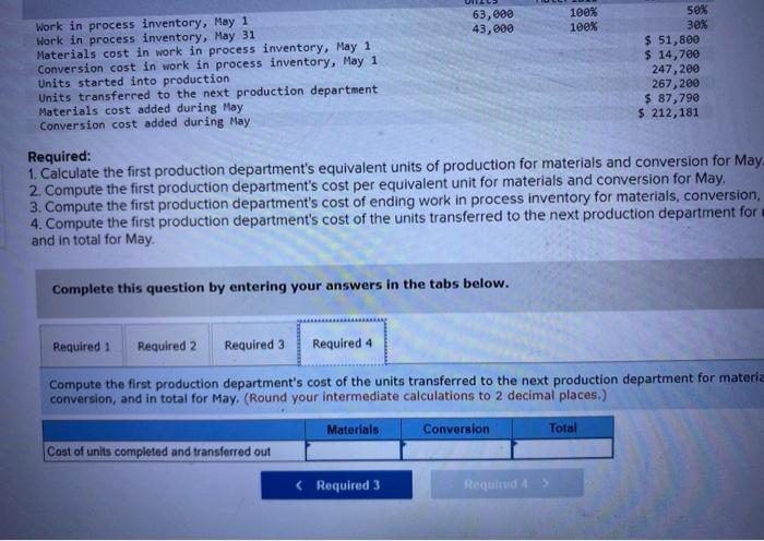 Solved 4-8 (Algo) Equivalent units; cost per equivalent | Chegg.com