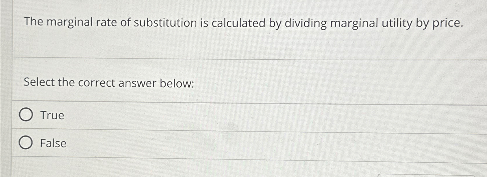 Solved The marginal rate of substitution is calculated by | Chegg.com